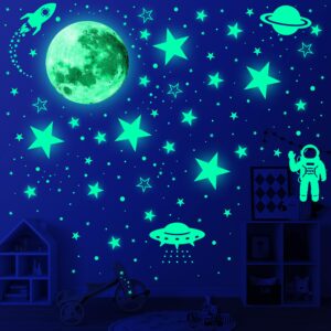 1078 PCS Glow in The Dark Stars for Ceiling, Glowing Stars for Ceiling Planets, Stars Wall Decals, Solar System Galaxy Space Nursery Wall Stickers Rocket Astronaut Kids Boys Room Decorations Bedroom