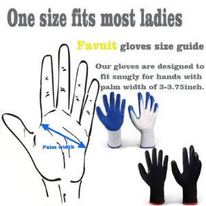 Favuit 3 Pairs Gardening Gloves Breathable Nitrile Coated Garden Working Gloves suit for women youth man Weeding Digging Raking Pruning Restoration Work (M) (Blue)