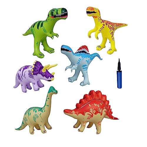 KATAKA 6 Pack Dinosaur Inflatable Toy Includes air Pump Party Decorations Pool Floating Toy Dinosaur Collection Birthday Party Gifts for Children and Adults