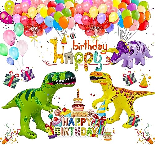 KATAKA 6 Pack Dinosaur Inflatable Toy Includes air Pump Party Decorations Pool Floating Toy Dinosaur Collection Birthday Party Gifts for Children and Adults