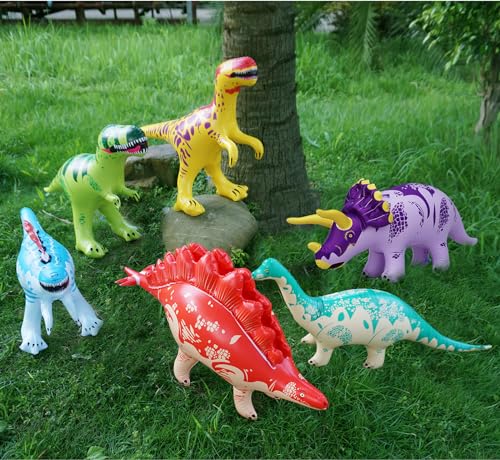 KATAKA 6 Pack Dinosaur Inflatable Toy Includes air Pump Party Decorations Pool Floating Toy Dinosaur Collection Birthday Party Gifts for Children and Adults