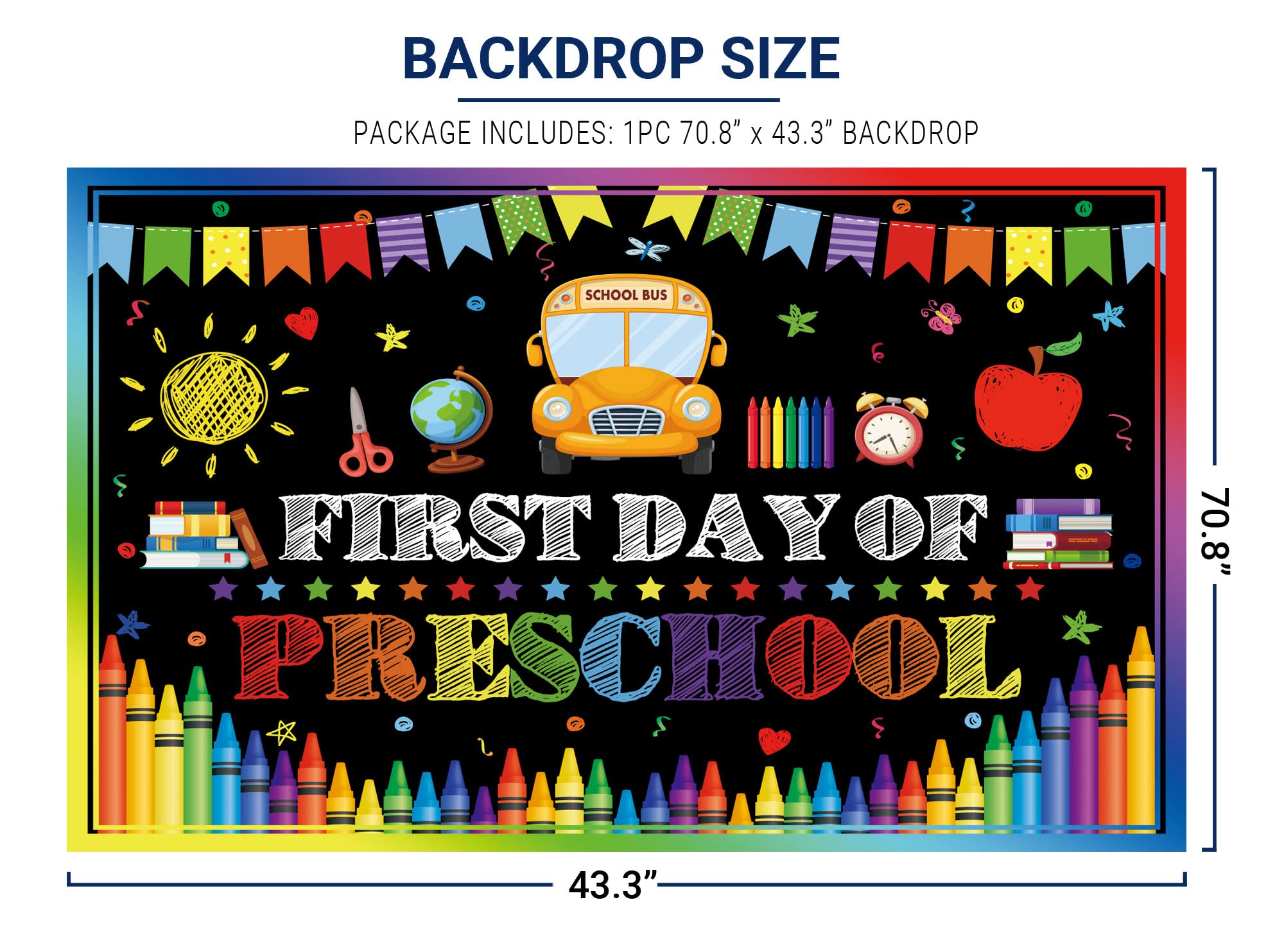 Allenjoy Back to School Backdrop for Kids Children First Day of Preschool Kindergarten Chalkboard Classroom Teachers and Students Party Supplies Decorations Banner Photo Booth Prop Background