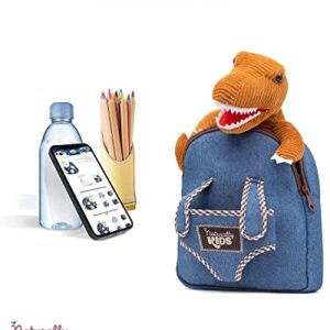 Naturally KIDS Mini Dinosaur Backpack - Dinosaur Toys for Kids Age 2 - Very Small Toddler Backpack for Boys Girls w Stuffed Animals - Little Backpack w Brown Corduroy T Rex