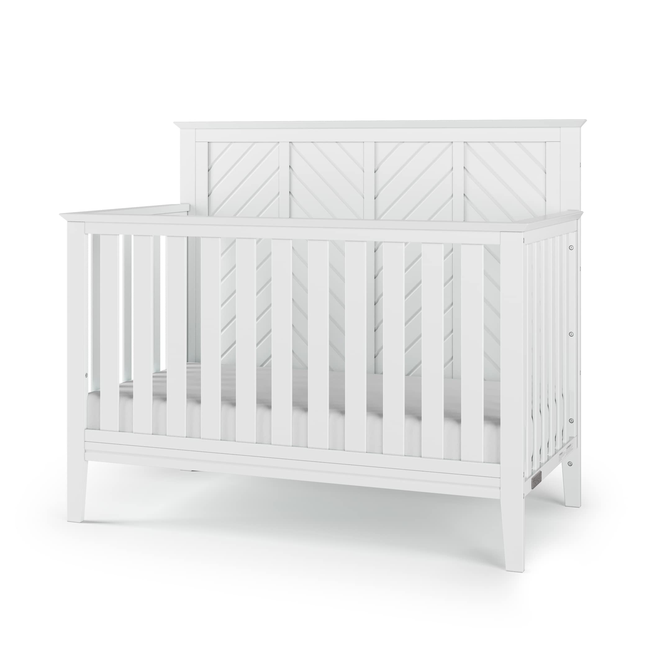 Child Craft Atwood 4-in-1 Convertible Crib, Baby Crib Converts to Day Bed, Toddler Bed and Full Size Bed, 3 Adjustable Mattress Positions, Non-Toxic, Baby Safe Finish (Matte White)