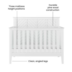 Child Craft Atwood 4-in-1 Convertible Crib, Baby Crib Converts to Day Bed, Toddler Bed and Full Size Bed, 3 Adjustable Mattress Positions, Non-Toxic, Baby Safe Finish (Matte White)