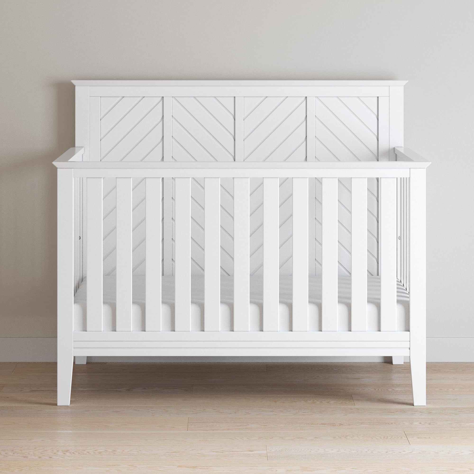 Child Craft Atwood 4-in-1 Convertible Crib, Baby Crib Converts to Day Bed, Toddler Bed and Full Size Bed, 3 Adjustable Mattress Positions, Non-Toxic, Baby Safe Finish (Matte White)