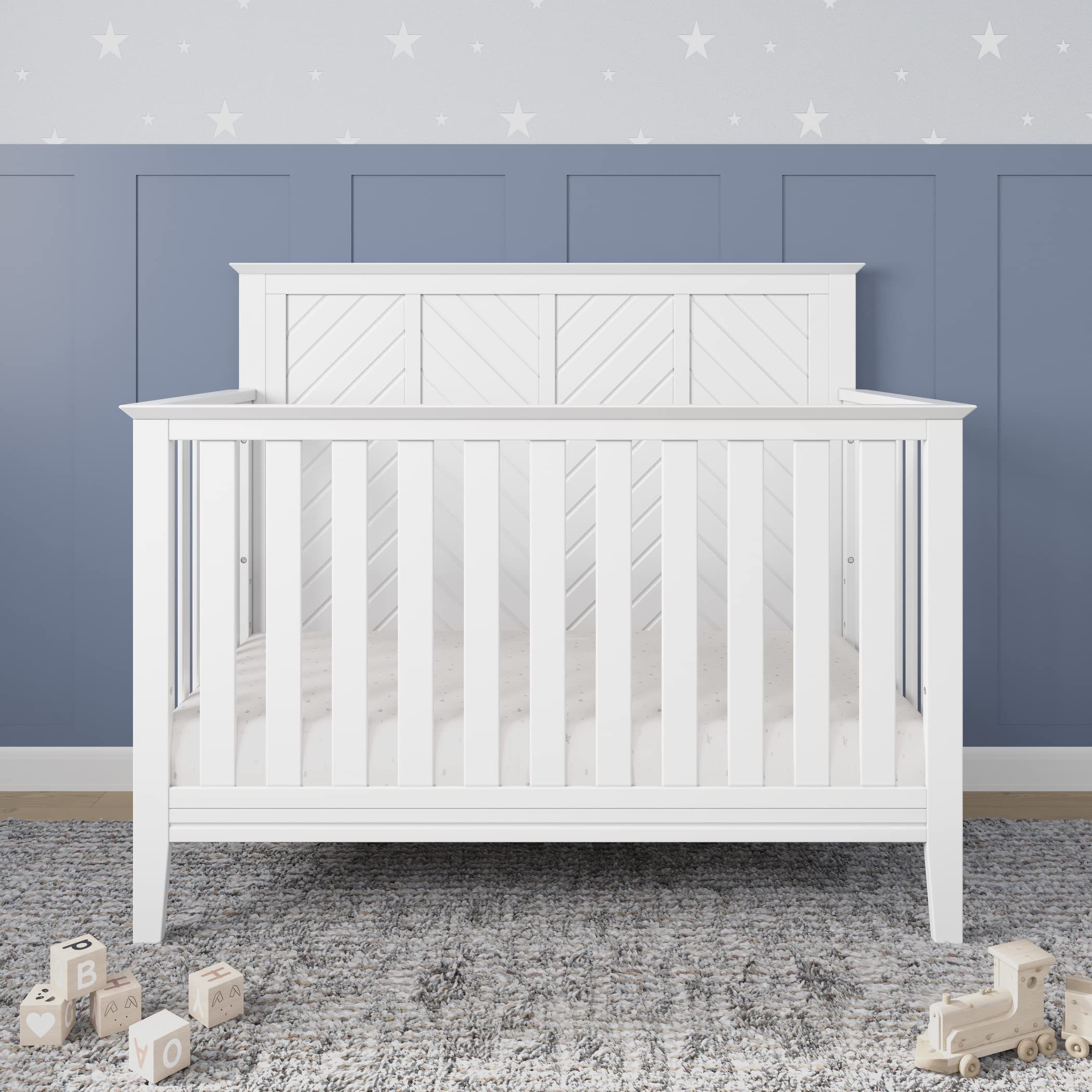 Child Craft Atwood 4-in-1 Convertible Crib, Baby Crib Converts to Day Bed, Toddler Bed and Full Size Bed, 3 Adjustable Mattress Positions, Non-Toxic, Baby Safe Finish (Matte White)