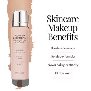 Jerome Alexander MagicMinerals AirBrush Foundation, Spray Makeup with Skincare Active Ingredients, Ultra-Light, Buildable, Full Coverage Formula (Bright Light)