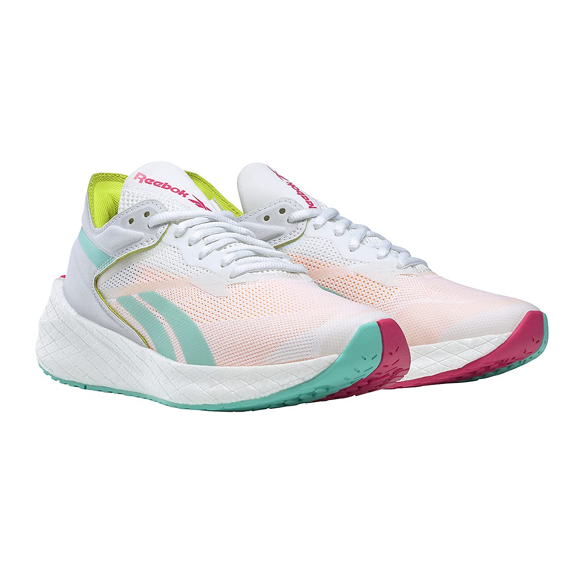 Reebok Women's Floatride Energy Symmetros Running Shoe - Color: White/White/Pixel Mint - Size: 8.5 - Width: Regular