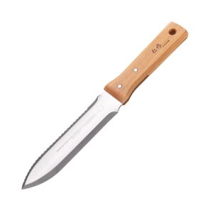 Nisaku NJP6510 Namibagata Hori Weeding & Digging Knife Japanese 7.25 Blade, 6-Inch, Includes Weather Resistant Hard Plastic Sheath, Stainless Steel/Wood Handle