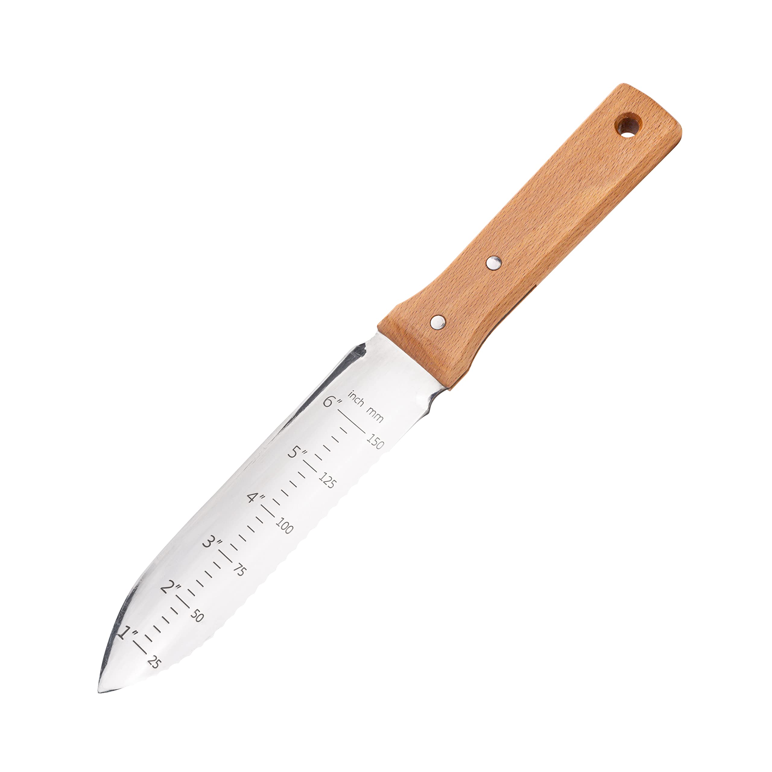 Nisaku NJP6510 Namibagata Hori Weeding & Digging Knife Japanese 7.25 Blade, 6-Inch, Includes Weather Resistant Hard Plastic Sheath, Stainless Steel/Wood Handle