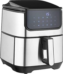 gowise usa 7-quart air fryer & dehydrator max steel xl- with touchscreen display with stackable dehydrating racks with preheat & mute functions + 100 recipes (stainless steel)