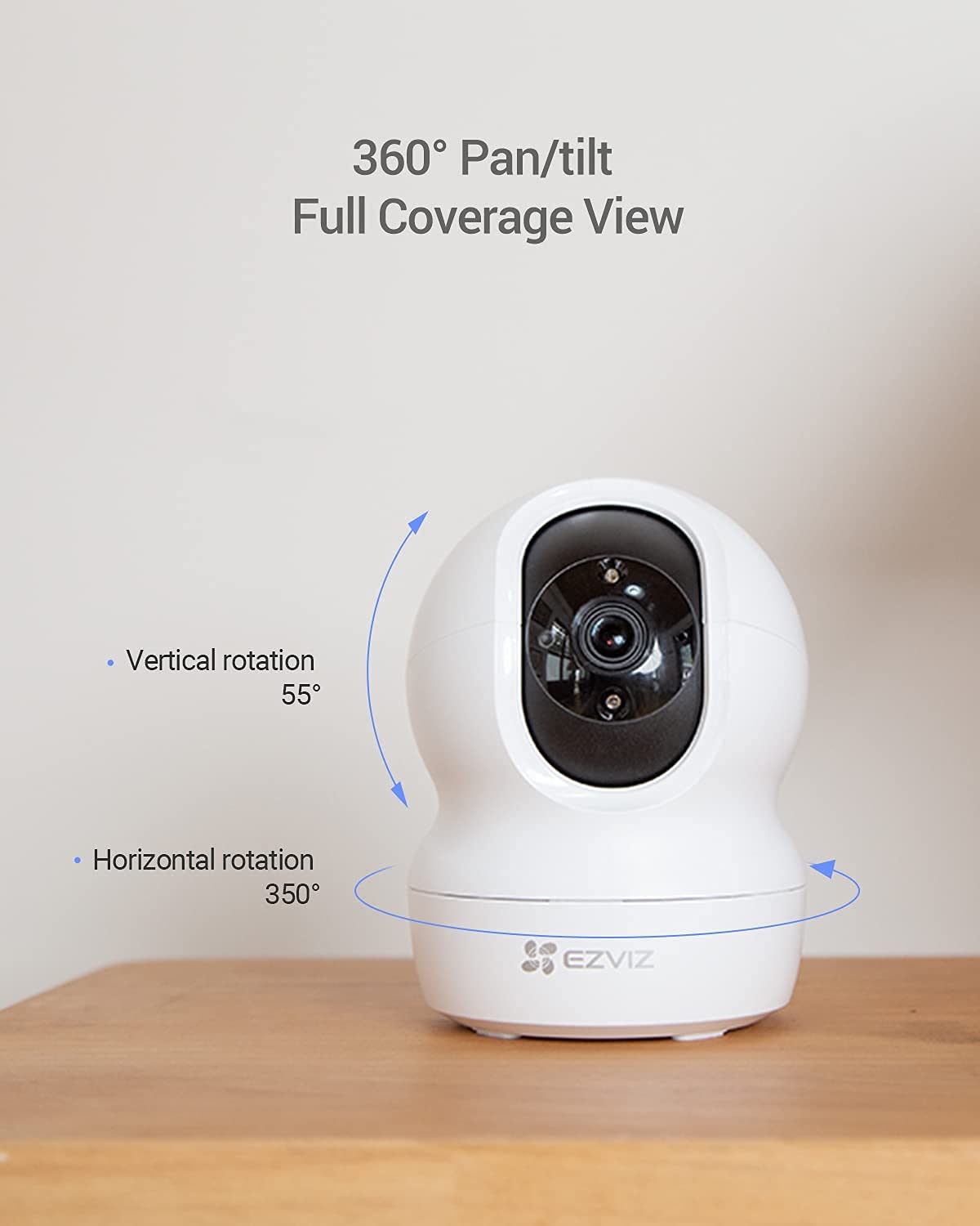 EZVIZ 2K+ Indoor Security Camera, WiFi, 360° Coverage, Night Vision, Auto Motion Tracking, Pet Baby Monitor, Two Way Talk, Compatible with Alexa (CP1 2K+)