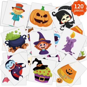 fingooo halloween temporary tattoos for kids,120 pieces halloween tattoo waterproof halloween party favor goodie bag stuffers(20 styles)