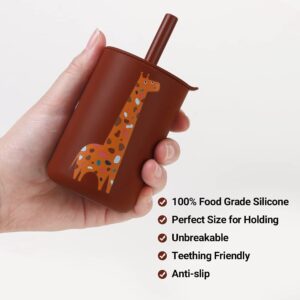 AmaizngM Silicone Toddler Mini Training Cup,Baby Small Straw Cup for Boy and Girl,BPA-Free,Unbreakable, 6+ months Sippy Cup (Giraffe)