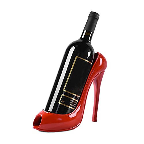 Trovety Shoe Wine Rack Holder - Bottle Keeper with High-Heel Design - Display & Storage Accessories - Table Centerpiece & Home Decorations for Kitchen, Restaurant, Bar, Hotel (Red)