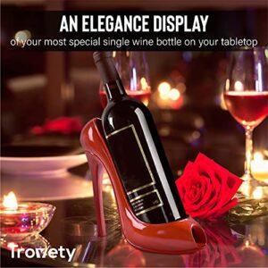 Trovety Shoe Wine Rack Holder - Bottle Keeper with High-Heel Design - Display & Storage Accessories - Table Centerpiece & Home Decorations for Kitchen, Restaurant, Bar, Hotel (Red)