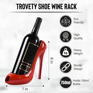 Trovety Shoe Wine Rack Holder - Bottle Keeper with High-Heel Design - Display & Storage Accessories - Table Centerpiece & Home Decorations for Kitchen, Restaurant, Bar, Hotel (Red)