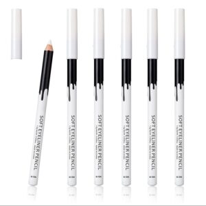 kaiqikaixi 6 white eyeliner pencils professional use as highlighter, soft, waterproof, long-lasting eyeshadow, eye brightener,eye shadow pencil, lip line pen, eyelid pad, pencil makeup set tool