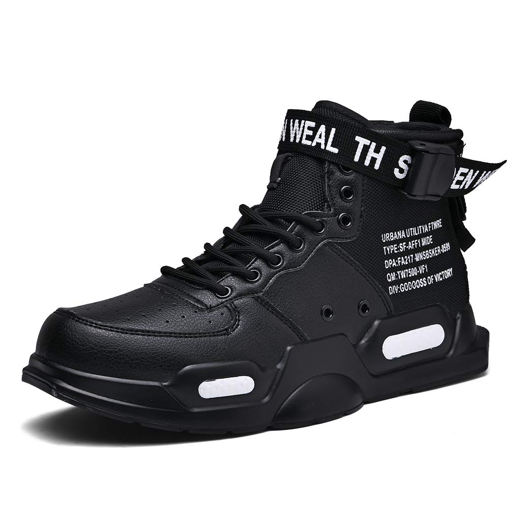 Ahico Mens Fashion Sneakers High Top Walking Shoes Sport Athletic Casual Shoe Vogue Stylish Men Black01, 9.5