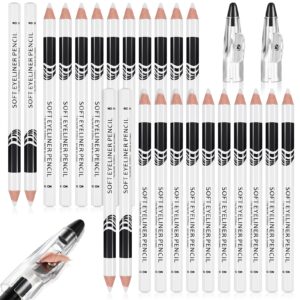 26 pieces white eyeliner pencil with sharpener soft strokes white eyeliner pencil eye silkworm brighten eye liner pen multipurpose makeup tool for eyeshadow lip liner