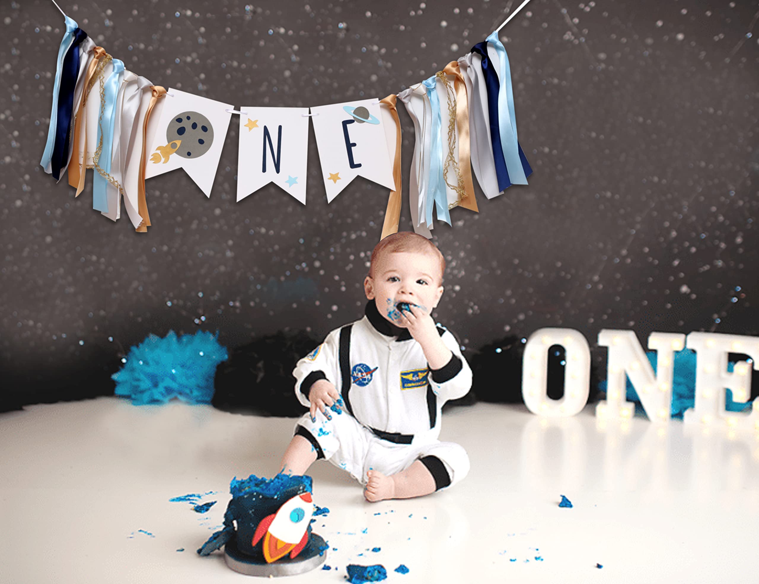 Space Theme 1st Birthday Banner-space Theme High Chair Banner, 1st Birthday High Chair Banner, Outer Space Birthday, 3 2 1 Lift-off, Universe Birthday, Orbit the Sun, Rocket Ship (rocket Banner)