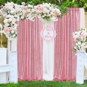 SoarDream Blush Pink Sequin Backdrop 2 Pieces 2ftx8ft Glitter Party Backdrop Curtain Wedding Ceremony Birthday Backdrop Background Decoration