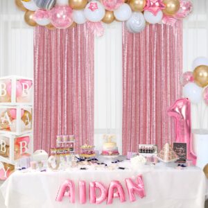 SoarDream Blush Pink Sequin Backdrop 2 Pieces 2ftx8ft Glitter Party Backdrop Curtain Wedding Ceremony Birthday Backdrop Background Decoration