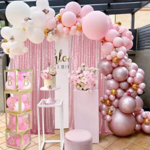 SoarDream Blush Pink Sequin Backdrop 2 Pieces 2ftx8ft Glitter Party Backdrop Curtain Wedding Ceremony Birthday Backdrop Background Decoration