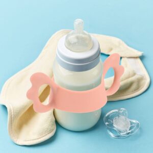 Kisangel Silicone Baby Bottle Handles Universal Silicone Milk Bottle Carry Handles Soft Portable Bottle Holder for Infant Newborn Toddler