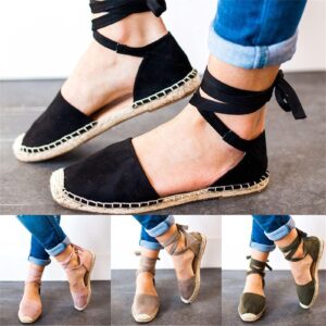 NLOMOCT Sandals for Women Casual Summer Open Toe Lace Up Chunky Flat Sandals Beach Slippers Travel Shoes Women's Sandals Black