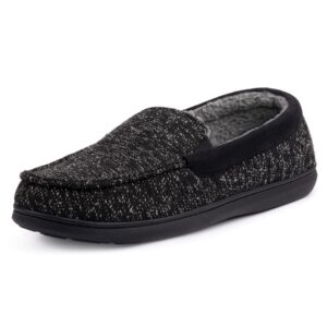 rockdove men's sherpa lined silvadur memory foam moc slipper, size 10 us men, black