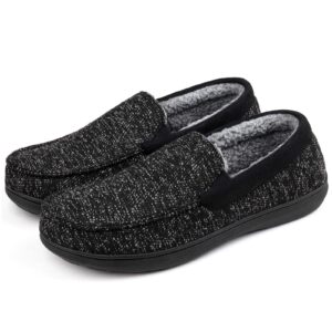 RockDove Men's Sherpa Lined SILVADUR Memory Foam Moc Slipper, Size 10 US Men, Black