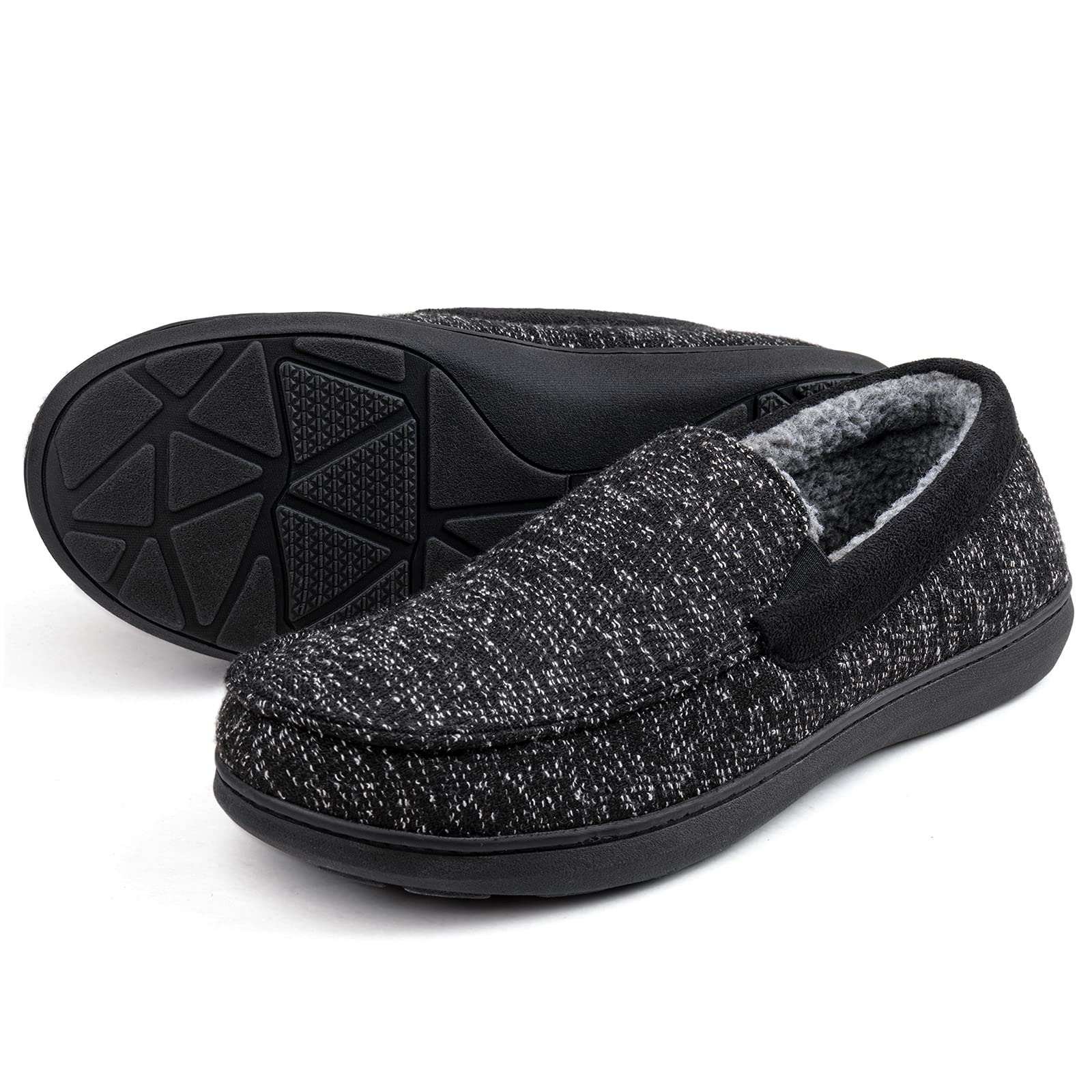 RockDove Men's Sherpa Lined SILVADUR Memory Foam Moc Slipper, Size 10 US Men, Black