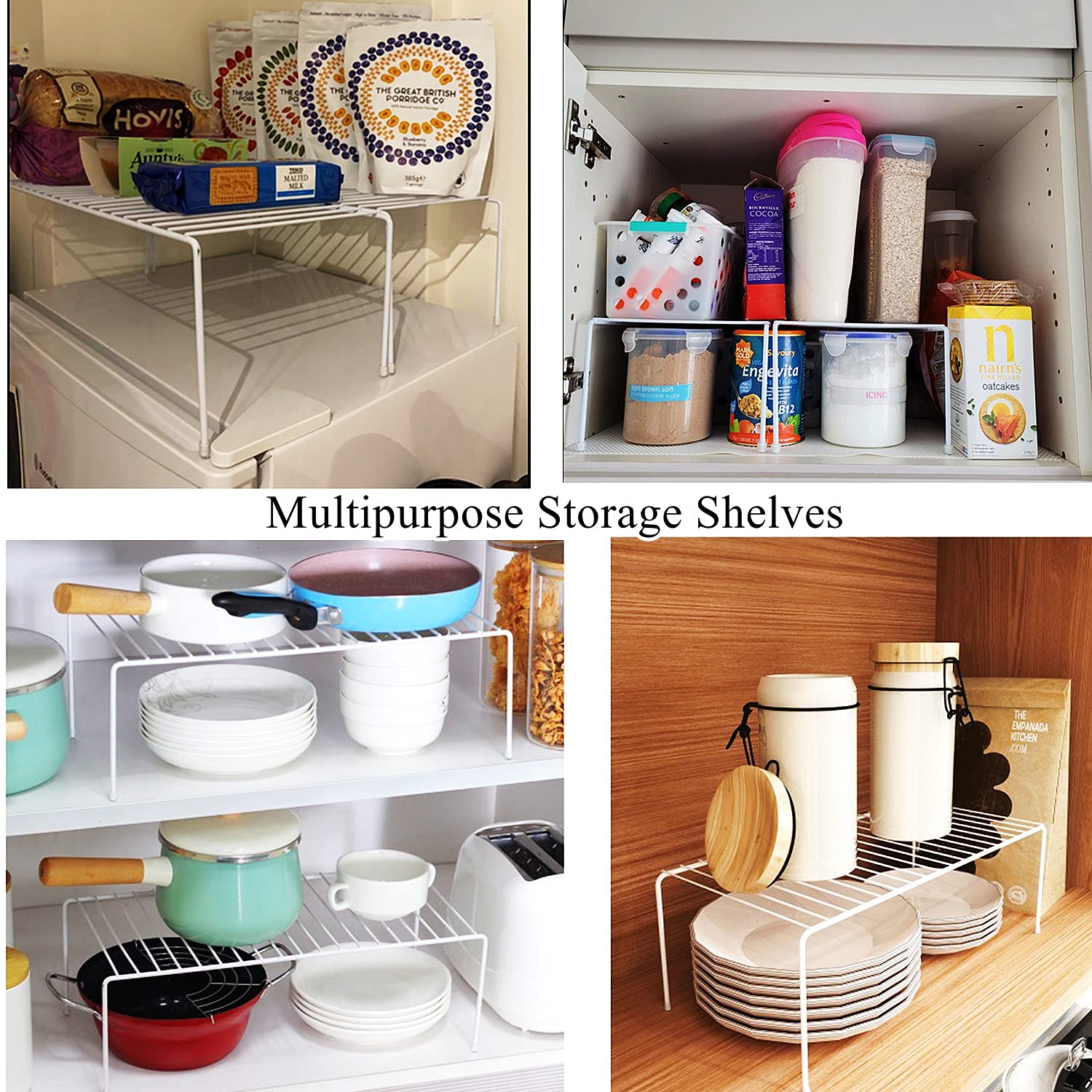 GEDLIRE Cabinet Storage Shelf Rack, Large (15.7 x 9.4 inch) Rustproof Metal Wire Kitchen Cabinet Organizer and Storage, Cupboard Spice Shelf Rack for Plate, Dish, Counter & Pantry Organization