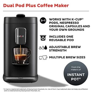 Instant Pot Pod, 3-in-1 Espresso, K-Cup Pod and Ground Coffee Maker, From the Makers of Instant Pot with Reusable Coffee Pod for Ground Coffee, 2 to 12oz. Brew Sizes, 68oz Reservoir