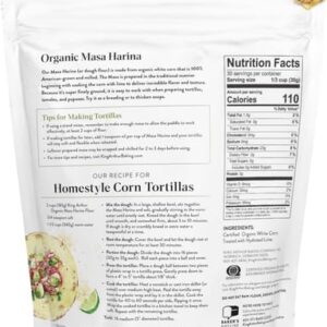 King Arthur Masa Harina, Certified Organic, Finely Ground, Non GMO Project Verified, Gluten Free, 2 lb