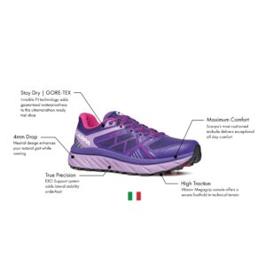 SCARPA Women's Spin Infinity GTX Waterproof Gore-Tex Trail Shoes for Hiking and Trail Running - Deep Blue/Lavender - 9-9.5