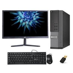 dell optiplex 9020 desktop computer pc with tecnii 20 monitor(hdmi) (intel quad core i5 up to 3.60 ghz, 16gb ram, 256gb ssd, keyboard, mouse, usb wifi, dp, usb 3.0, windows 10 pro 64-bit)(renewed)