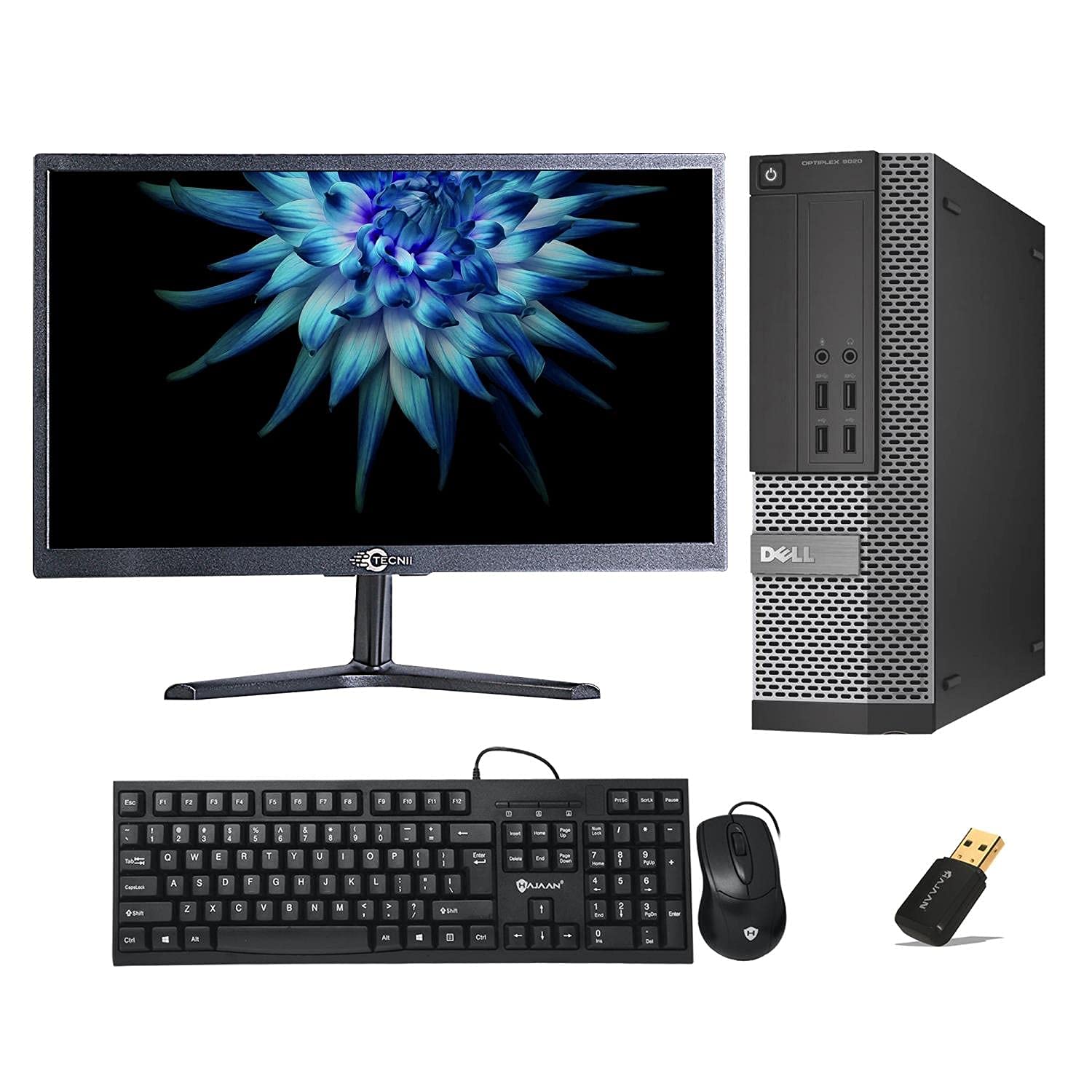 Dell OptiPlex 9020 Desktop Computer PC with Tecnii 20 Monitor(HDMI) (Intel Quad Core i5 up to 3.60 GHz, 16GB RAM, 256GB SSD, Keyboard, Mouse, USB WiFi, DP, USB 3.0, Windows 10 Pro 64-bit)(Renewed)