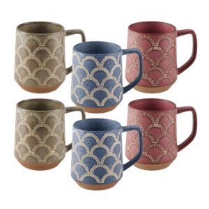 pfaltzgraff scales mug, set of 6, 18-ounce, multicolor