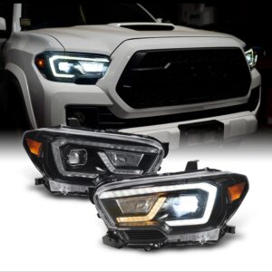 akkon - [full led] for 2016-2023 toyota tacoma sr/sr5 led sequential retrofit projector black headlights assemblies