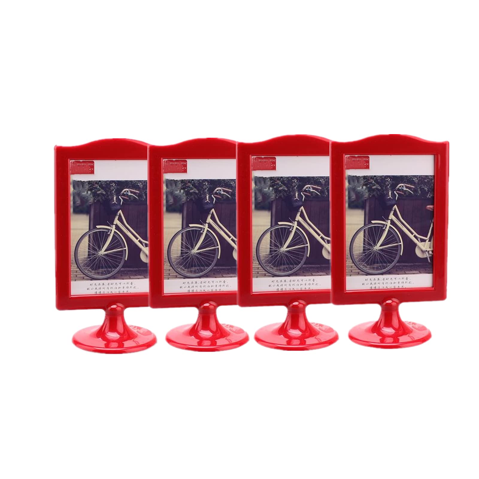 4 Pack Self Standing Photo,Picture Frame Set,Vertical Mount Sign Holders 4x6", Double Sided Tabletop Display,Each Frame Holds 2 Pictures,School,Wedding Party Table Numbers Holder More Colors(Red)