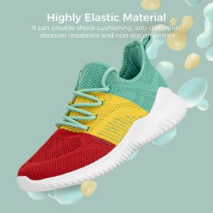 Flysocks Slip On Sneakers for Women-Fashion Sneakers Walking Shoes Non Slip Lightweight Breathable Mesh Running Shoes Comfortable Red Yellow Green 7.5