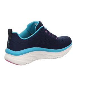 Skechers Women's D'lux Walker-Fresh Finesse - Navy Mesh/Turquise Trim - US 8