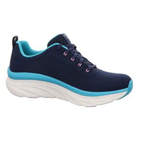 Skechers Women's D'lux Walker-Fresh Finesse - Navy Mesh/Turquise Trim - US 8