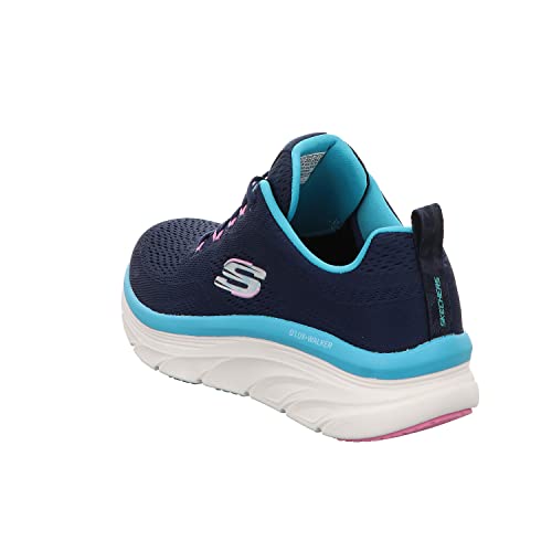 Skechers Women's D'lux Walker-Fresh Finesse - Navy Mesh/Turquise Trim - US 8