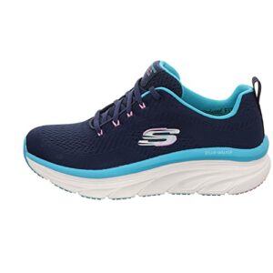 Skechers Women's D'lux Walker-Fresh Finesse - Navy Mesh/Turquise Trim - US 8