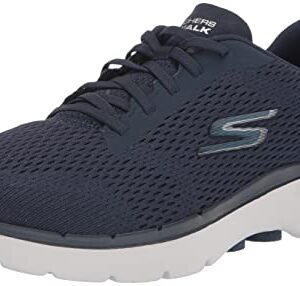 Skechers Women's GO Walk 6-Bold Vision Sneaker, Navy/White, 6