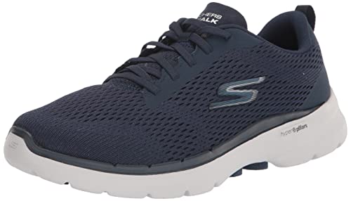 Skechers Women's GO Walk 6-Bold Vision Sneaker, Navy/White, 6